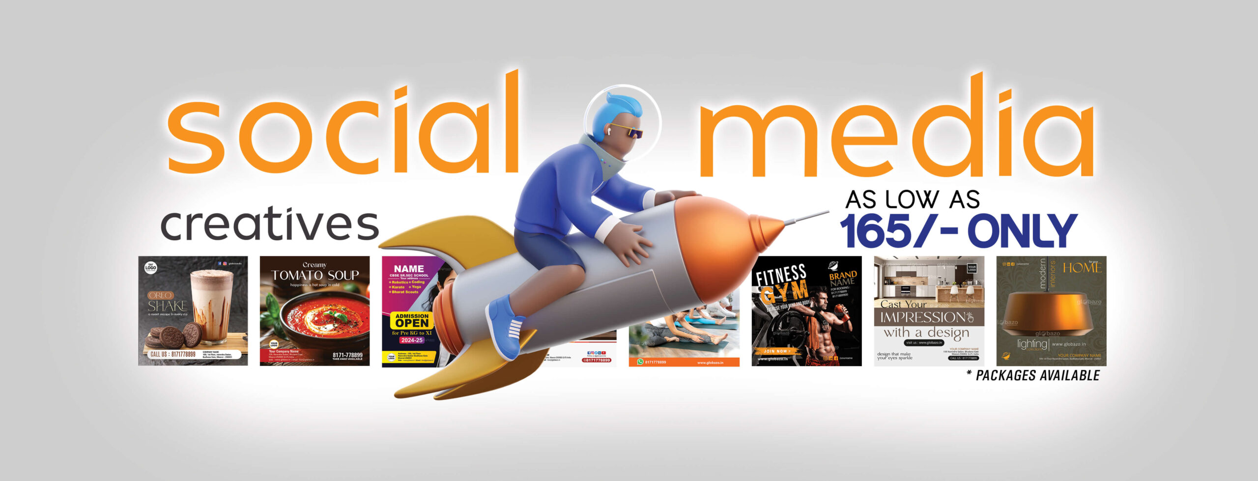 Globazo : Social Media Banners, Product Mockups Ready to Print designing services worldwide